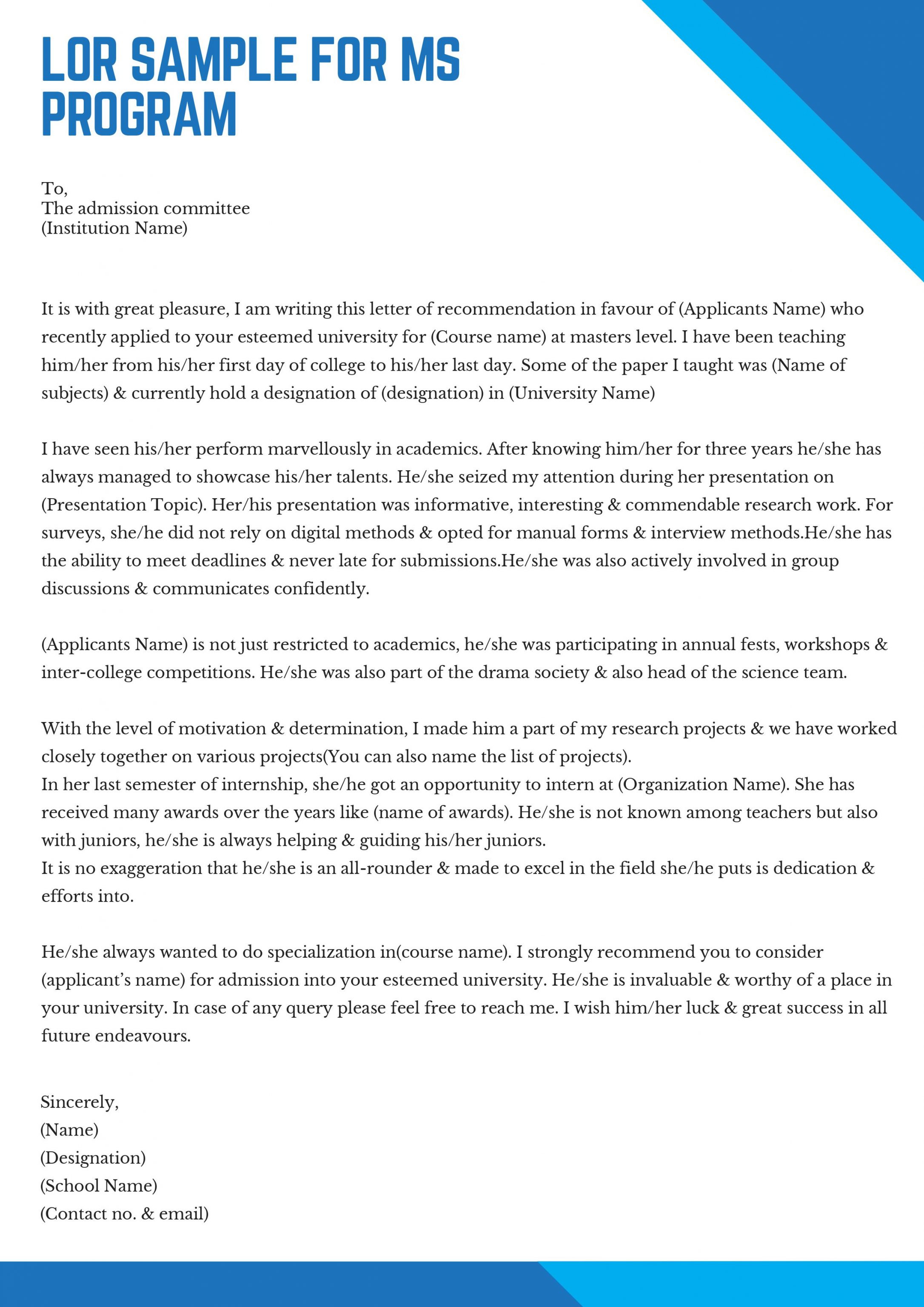 Letter of Recommendation Sample for Students | Leverage Edu