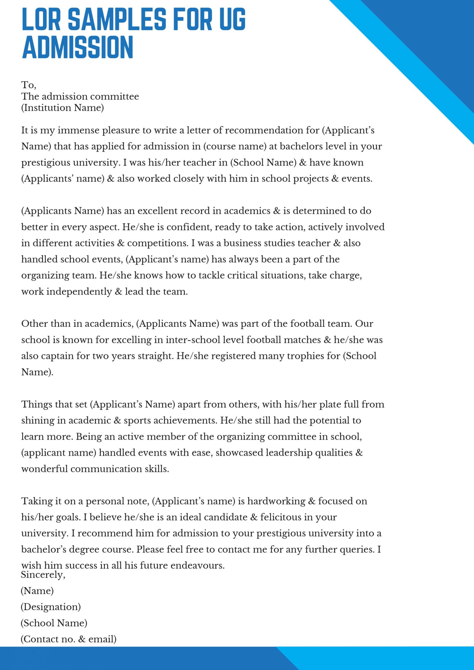 Letter of Recommendation Sample for Students | Leverage Edu