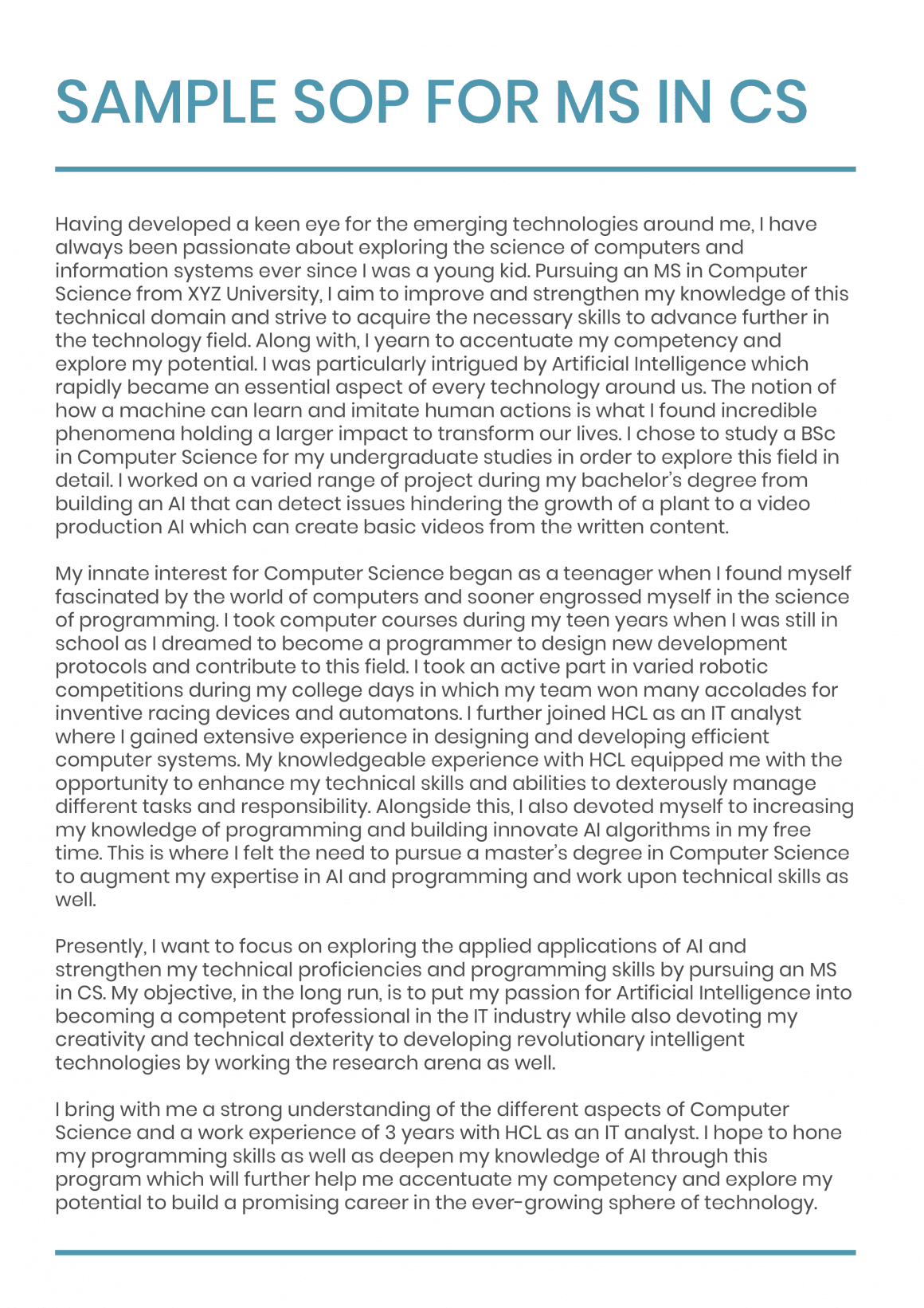 Sample SOP for MS in CS (Computer Science) PDFs - Leverage Edu