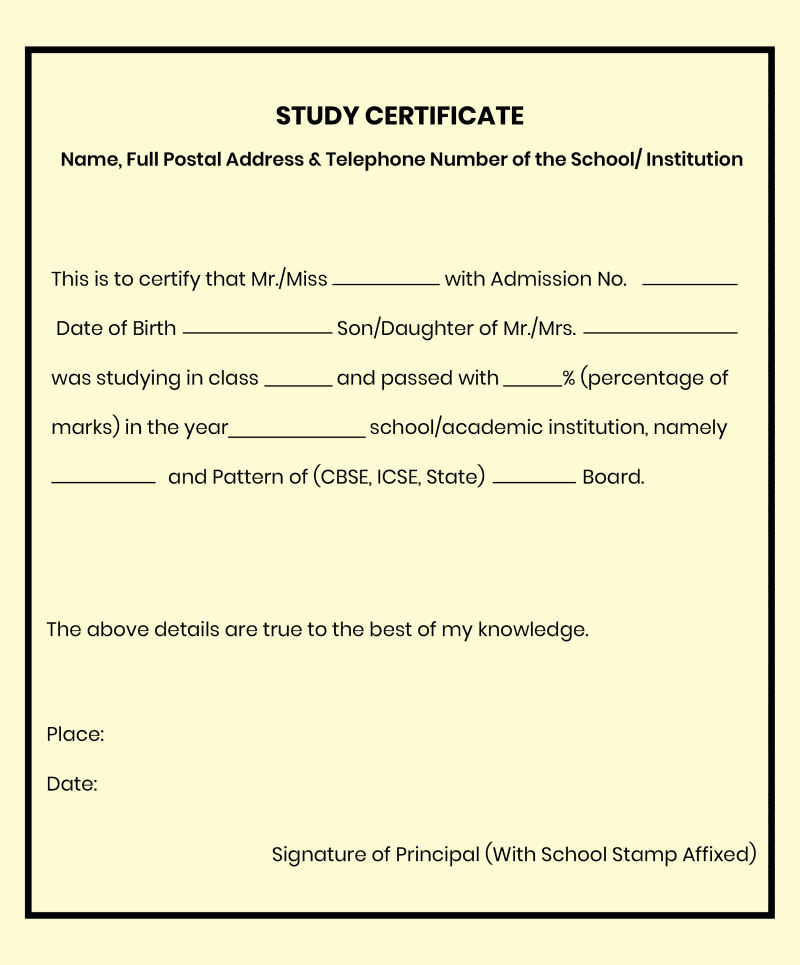 Study Certificate Format for School & College: Free Sample PDF