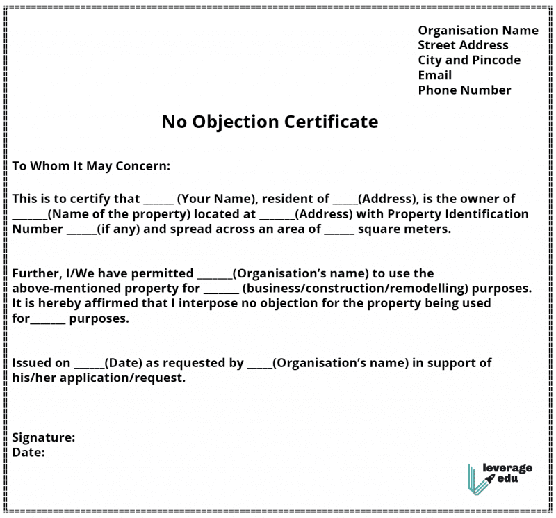 NOC Format: Samples, Full Form, Types & Writing Guide | Leverage Edu