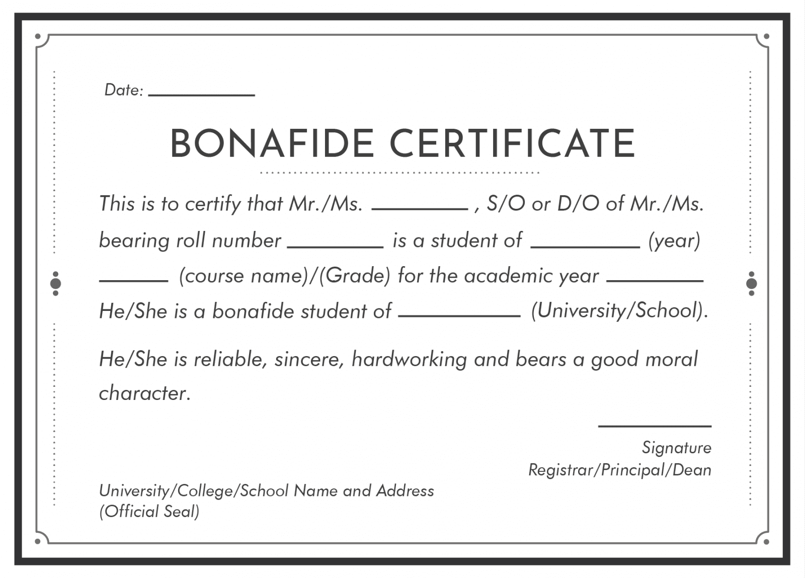 Application for Bonafide Certificate: Format & Samples | Leverage Edu