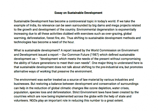 Essay on Sustainable Development: Samples in 250, 300 and 500 Words ...
