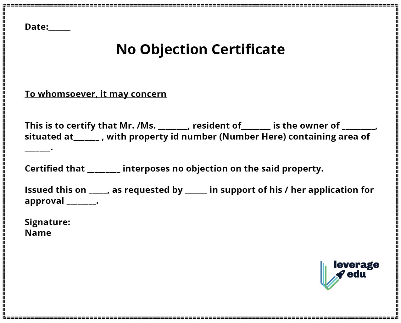 NOC Format: Samples, Full Form, Types & Writing Guide | Leverage Edu