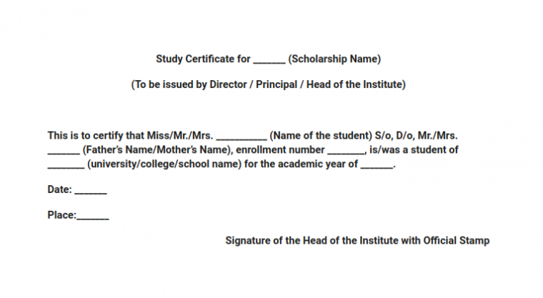 Study Certificate Format for School & College: Free Sample PDF