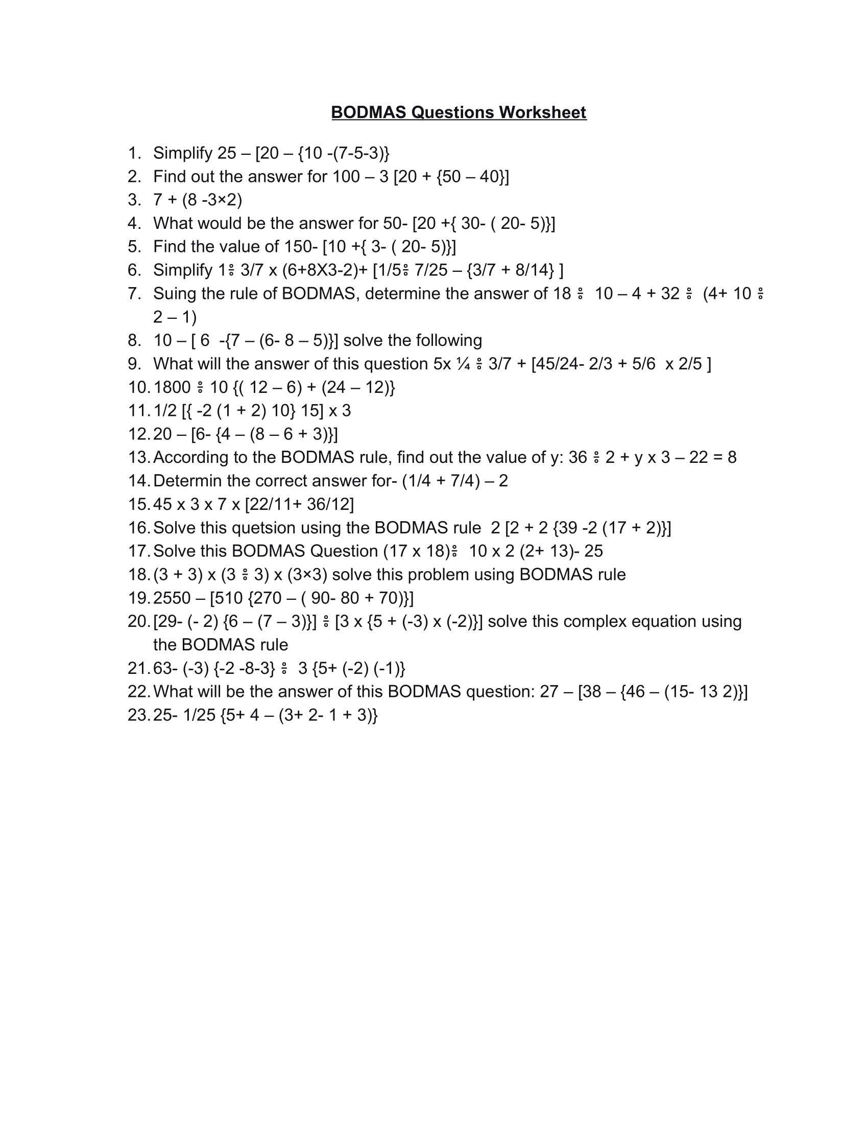 How to Solve BODMAS Rules, Worksheets | Leverage Edu