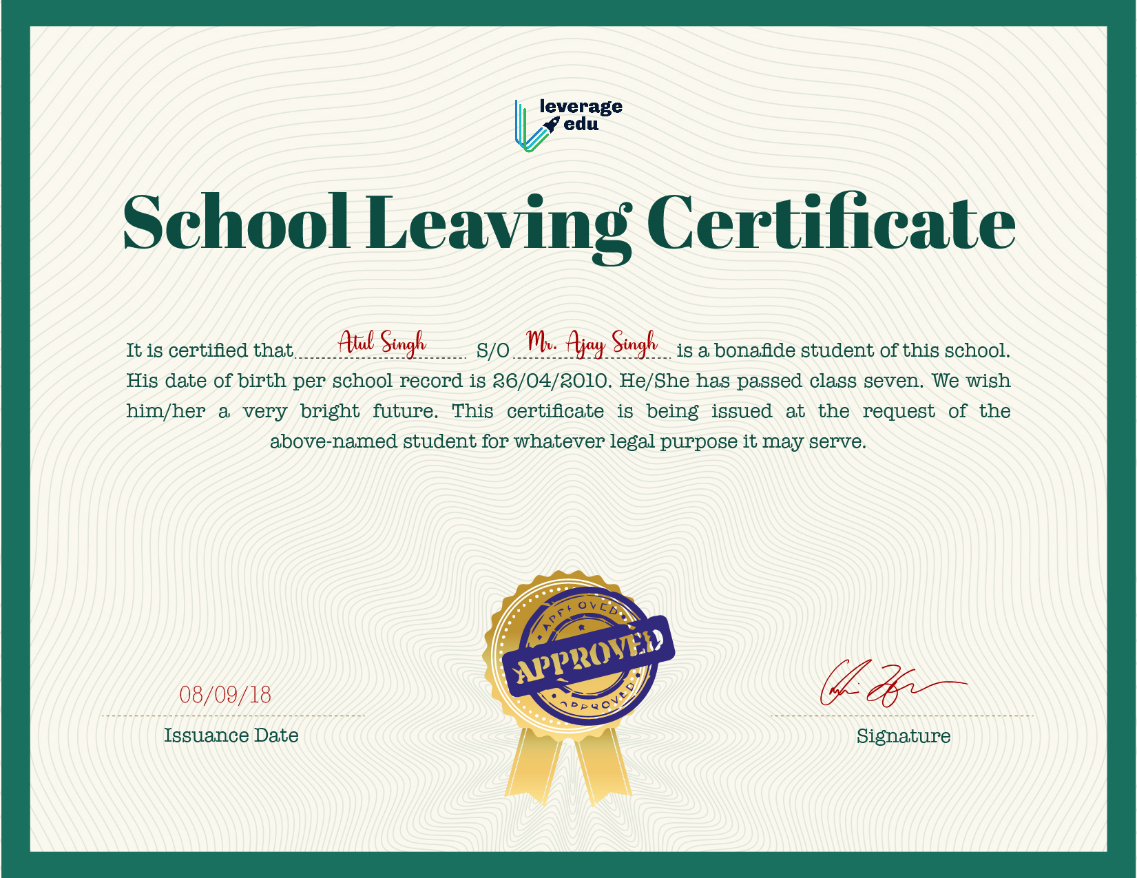 School Leaving Certificate: Format and Sample - Leverage Edu