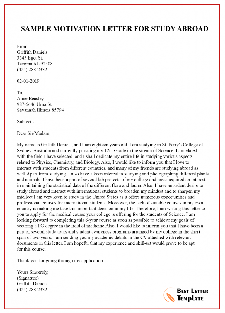 Motivation Letter Examples, Format & Samples for Job, University