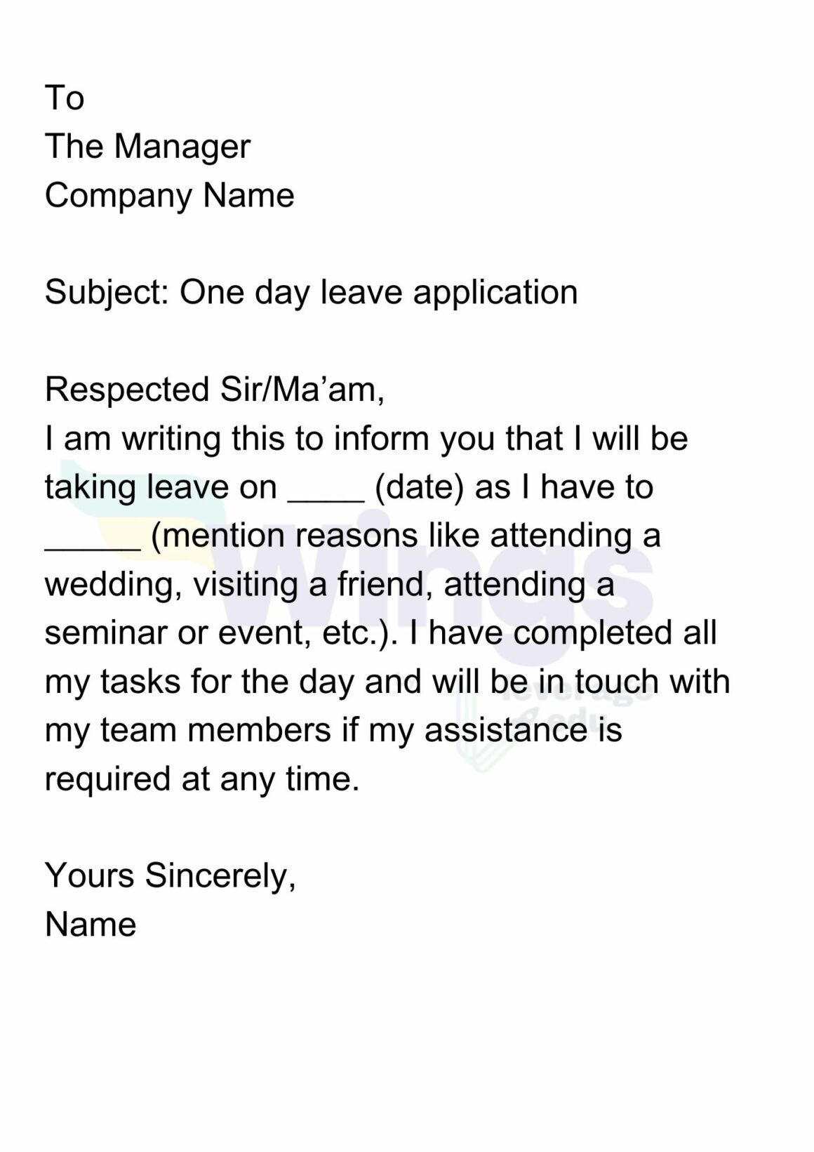 Leave Application Format for Office, School & College | Leverage Edu