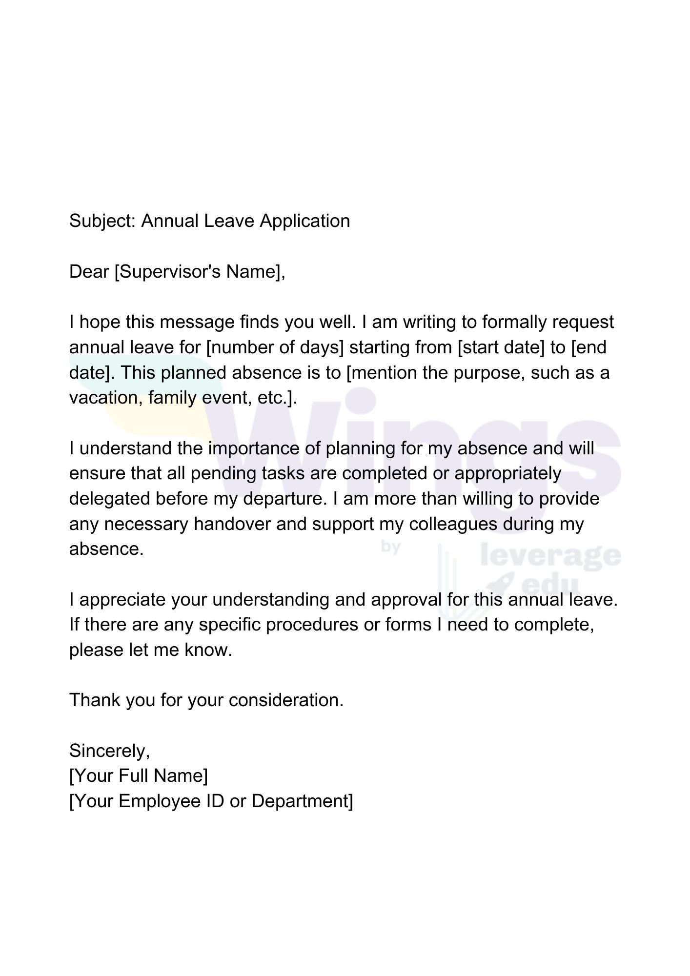 Application for Leave : Format for Office, School, College | Leverage Edu