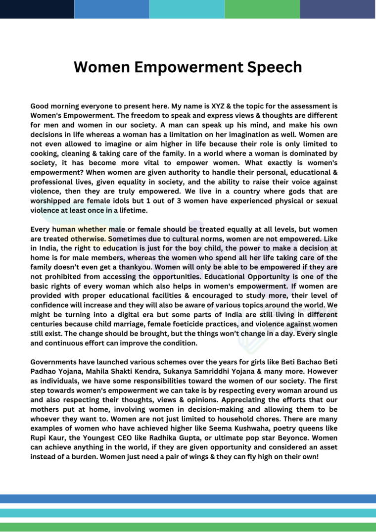 Women Empowerment Speech For Asl Pdf Available Leverage Edu