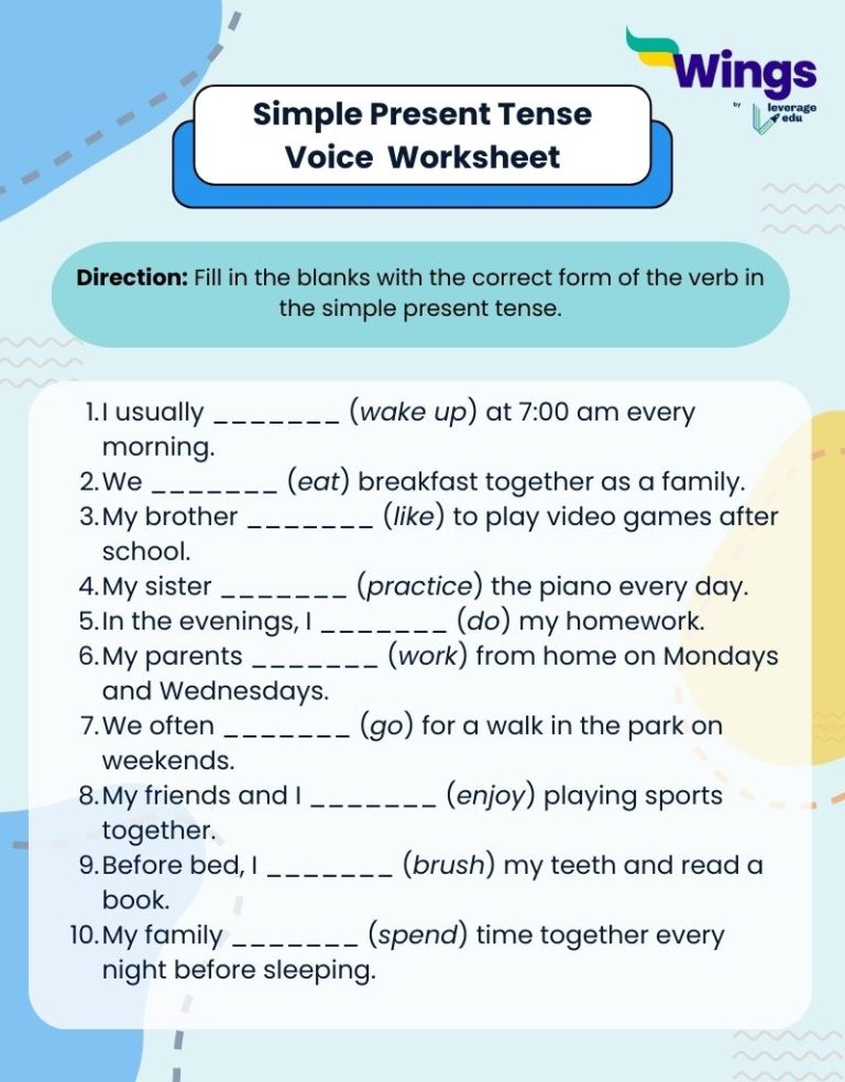 20 Simple Present Tense Voice Change Exercises For Exam Prep - Leverage ...