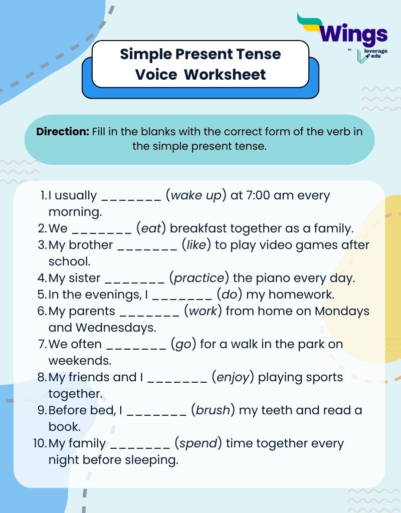 20 Simple Present Tense Voice Change Exercises For Exam Prep - Leverage ...