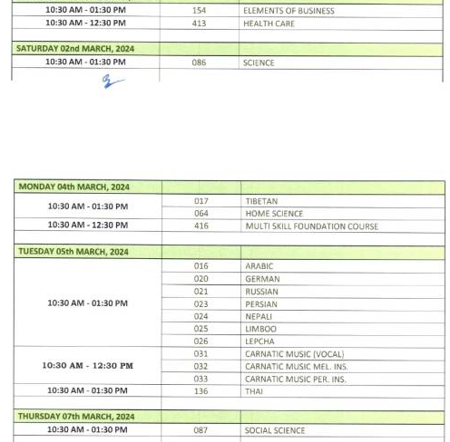 Class 10 CBSE Date Sheet 2024 Released: Check Timetable and Download ...