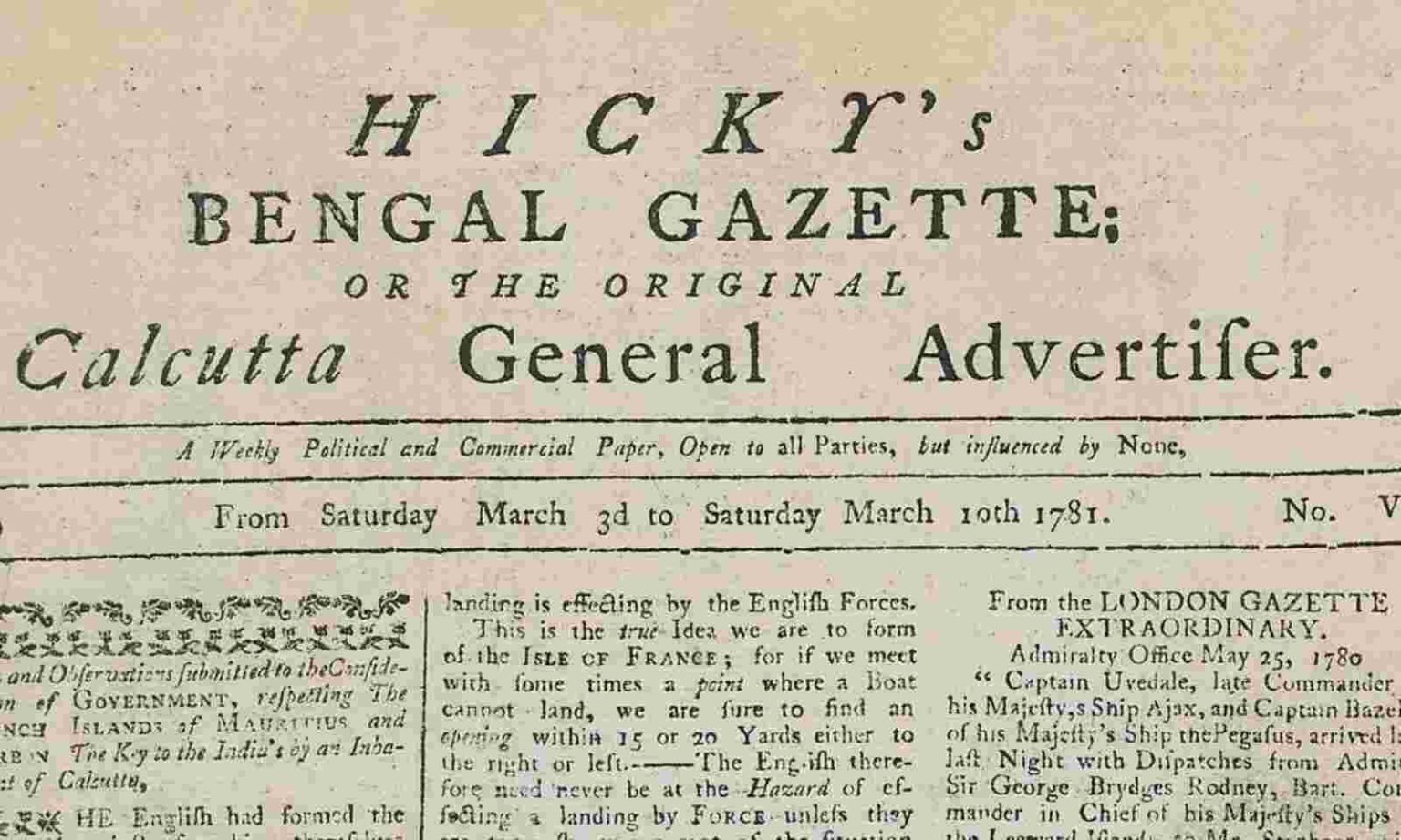 Father of Indian Journalism: Who was James Augustus Hicky? - Leverage ...