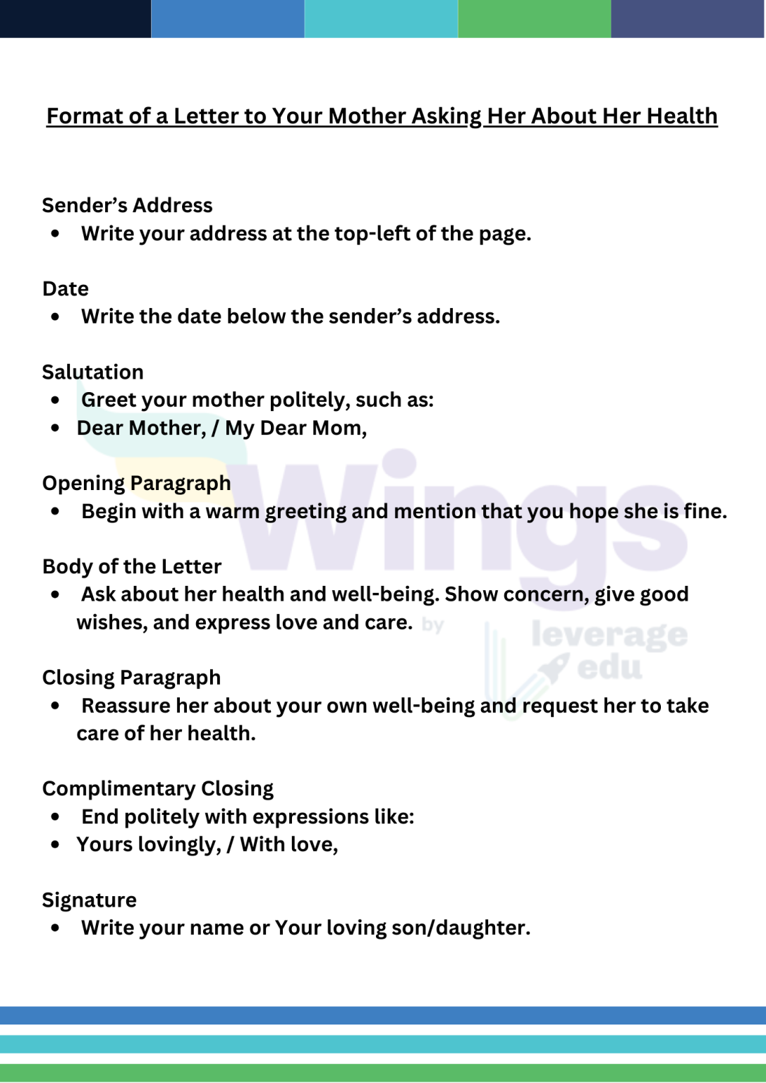 Write a Letter to Your Mother Asking Her About Her Health: Check ...
