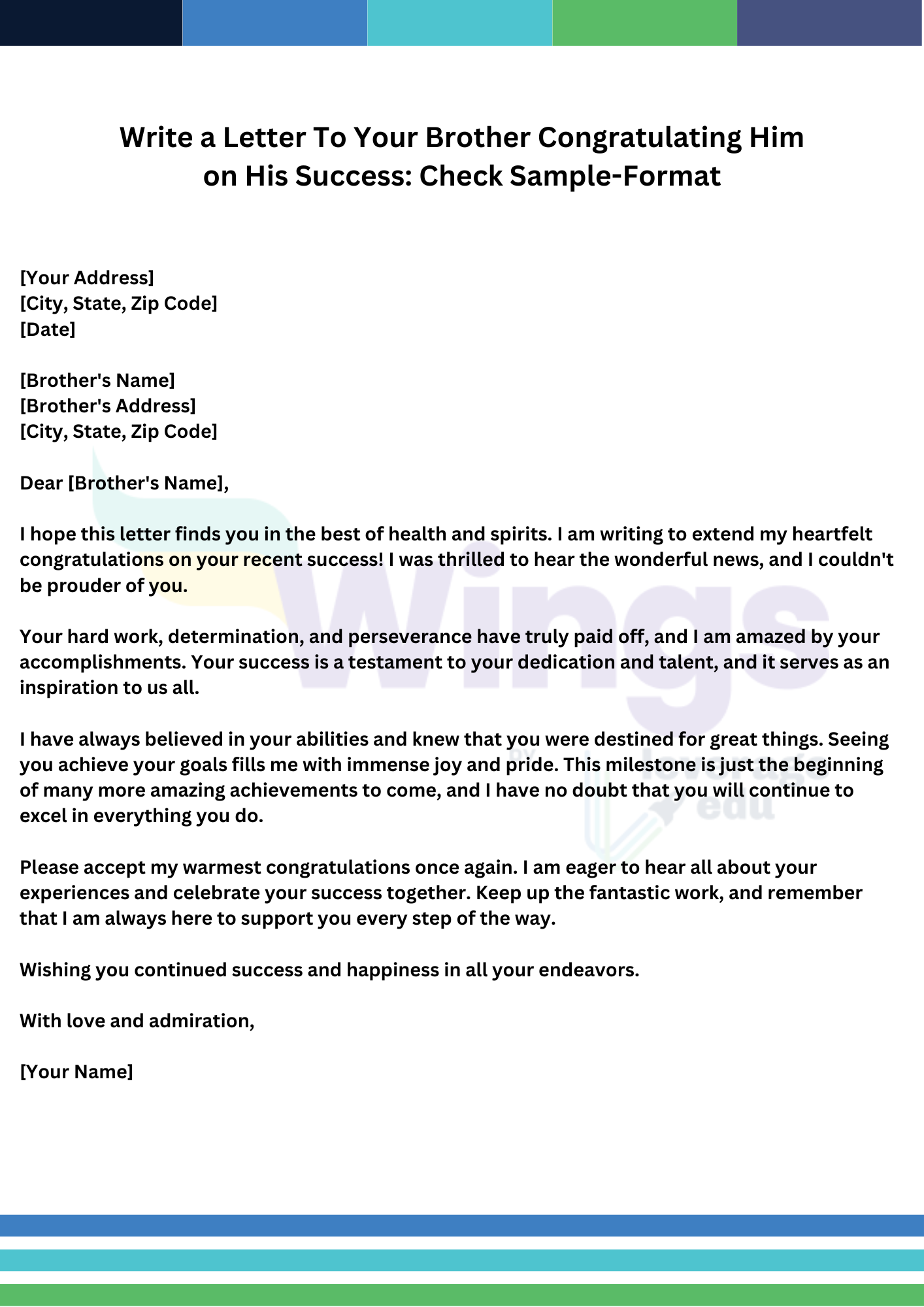 Write a Letter to Your Brother Congratulating Him on His Success ...