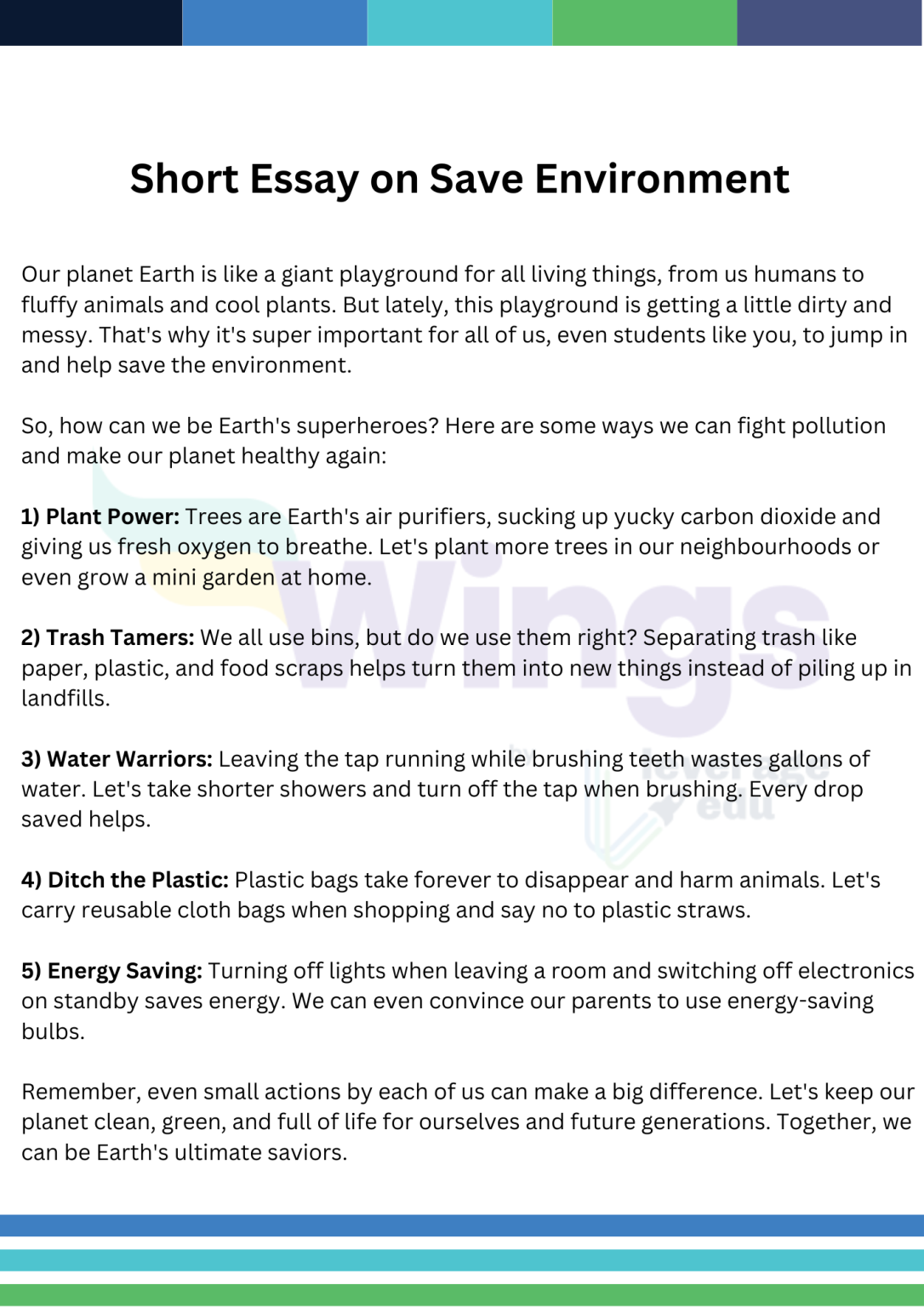 Essay on Save Environment: Samples in 100, 200, and 300 Words for Students