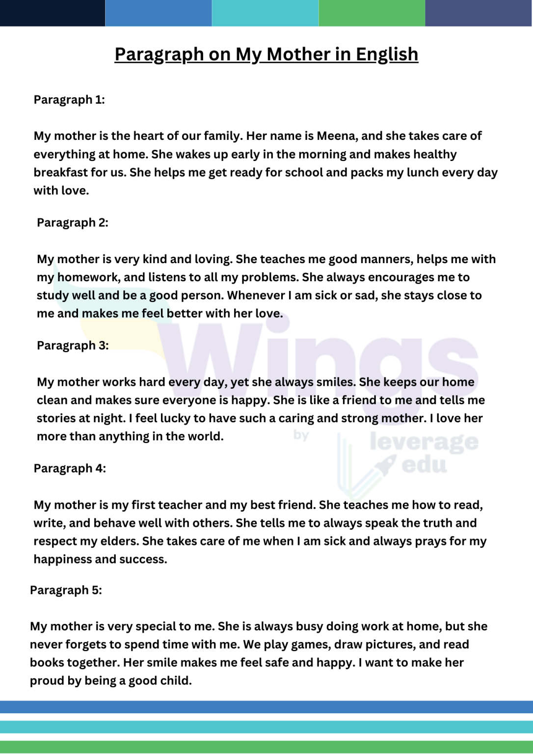Paragraph on My Mother in English - Leverage Edu Discover