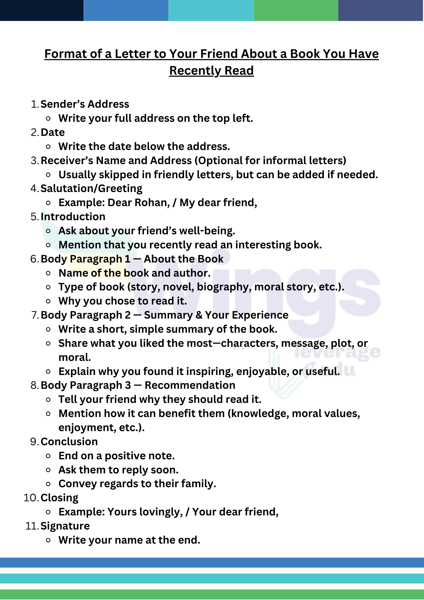 Write a Letter to Your Friend About a Book You Have Recently Read ...