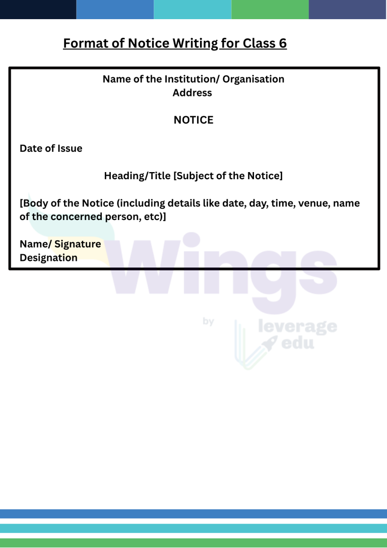 Notice Writing for Class 6: Format, Examples, Topics & Tips | Leverage ...
