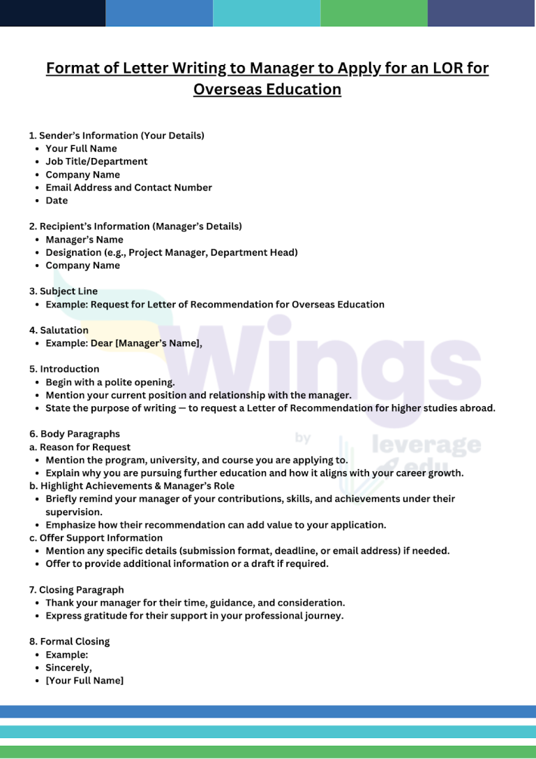Letter Writing to Manager to Apply for an LOR for Overseas Education ...